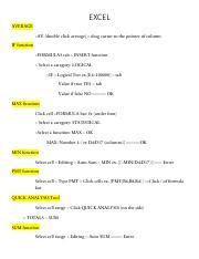 BUS 1234 SAM Excel Notes Pdf EXCEL AVERAGE AV Double Click Average Drag Cursor To The Pointer