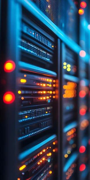 Network Server With Blinking Indicator Lights Premium Ai Generated Image