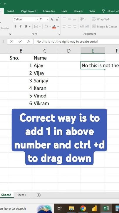 Advance Excel Create Automatic Serial Number Shorts Trendingshorts