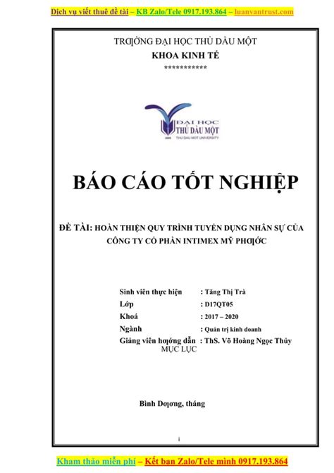 Hoàn thiện quy trình tuyển dụng nhân sự của Công ty Cổ Phần INTIMEX Mỹ Phước doc