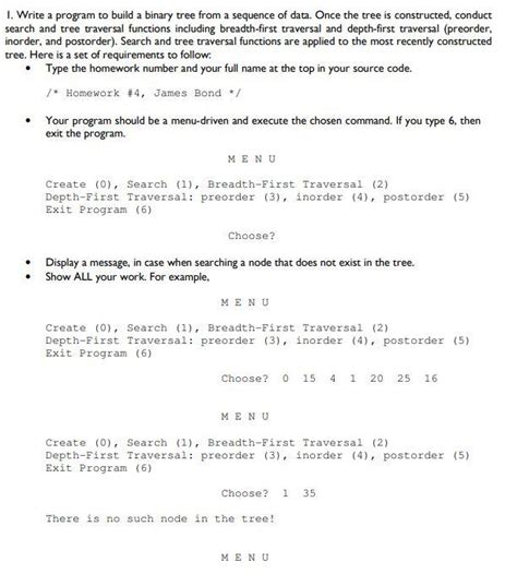Solved Write A Program To Build A Binary Tree From A Chegg