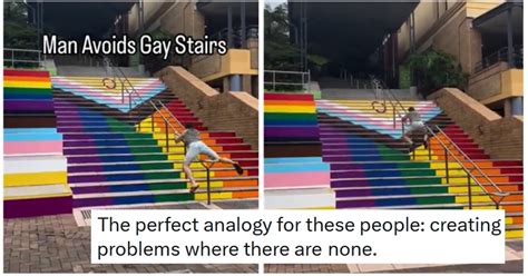 This Bigot S Spectacularly Viral Effort To Avoid Walking On Pride Flag Steps Earned Him A