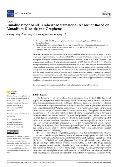 Pdf Tunable Broadband Terahertz Metamaterial Absorber Based On