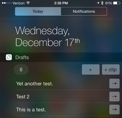 Another Drafts 4 Update Brings Back The IOS 8 Notification Center Widget