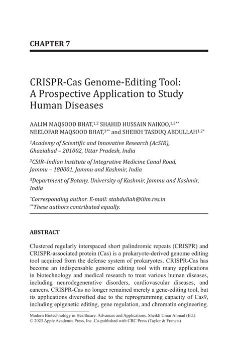 PDF CRISPR Cas Genome Editing Tool A Prospective Application To Study Human Diseases