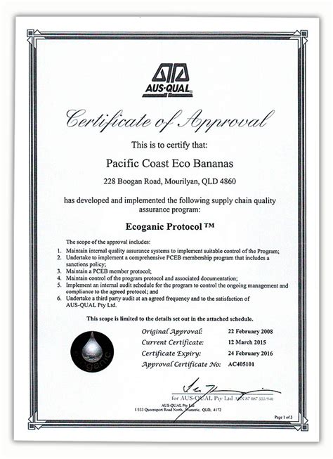 Eco Certification Pacific Coast Wax Tipped Eco Bananas