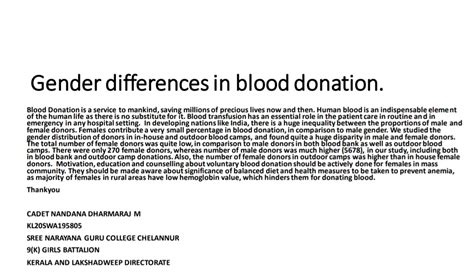 Gender Differences In Blood Donation India NCC