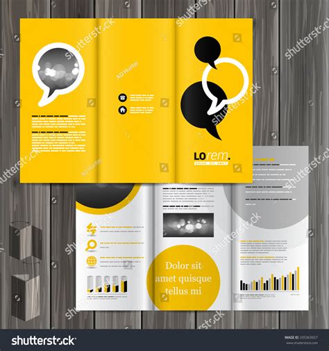 Black Yellow Brochure Template Design Dialog เวกเตอร์สต็อก ปลอดค่าลิขสิทธิ์ 335363927