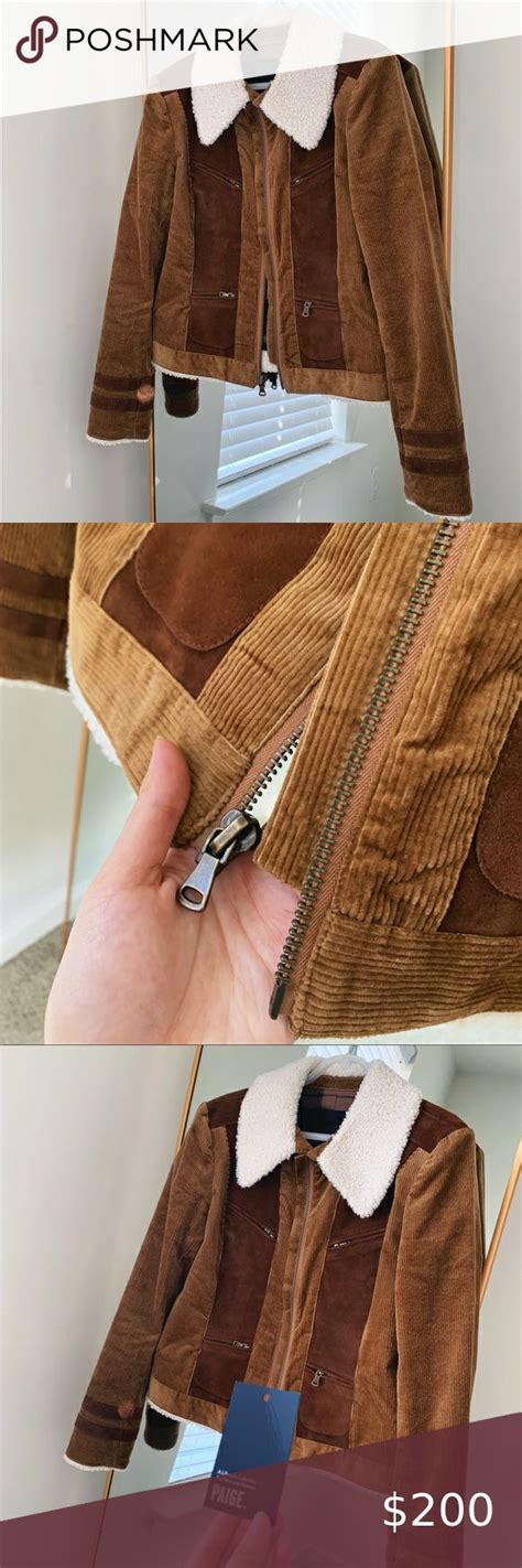 nwot🔖paige devan jacket devan brown spice corduroy boho retro biker
