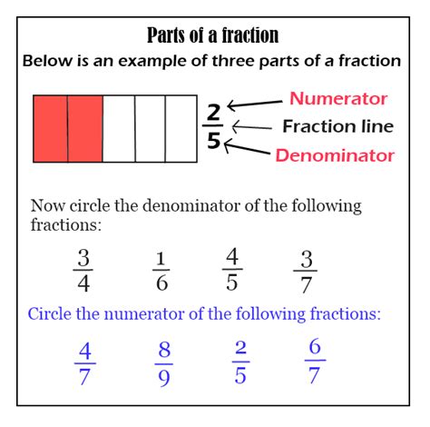 fractions numerator and denominator worksheet