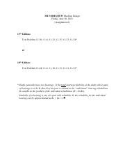 HW6 Pdf ME 3180B QUP Machine Design Friday June 30 2023 Assignment 6 11th Edition Text