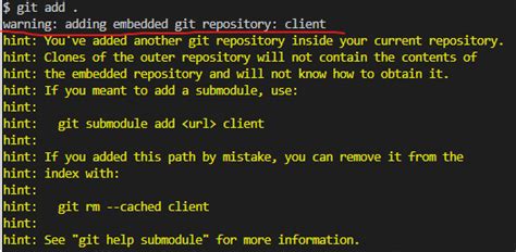 Git 오류발생 Warning Adding Embedded Git Repository Client