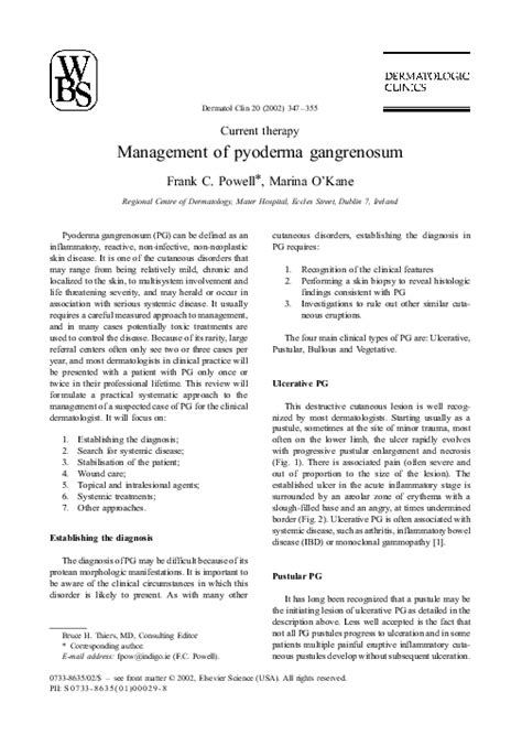 Pdf Management Of Pyoderma Gangrenosum