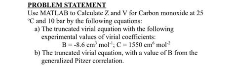 Solved PROBLEM STATEMENT Use MATLAB To Calculate Z And V For Chegg