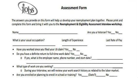 FREE 8 Job Assessment Form Samples In PDF MS Word