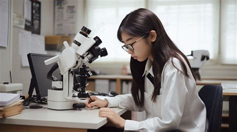 현미경을 관찰하는 젊은 아시아 소녀 어린 배경 아시 배경 젊은 처녀 배경 이미지 Hd 어린 아시 젊은 처녀 배경 사진 무료 다운로드 Lovepik