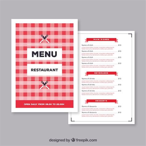 Free Vector Red Restaurant Menu Template