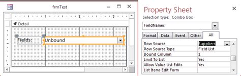 MS Access 2013 Display Field Names In A Combo Box