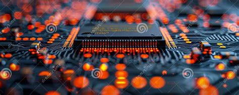 Mitigating Risks In Modern Technology Closeup Of A Circuit Board With Glowing Components