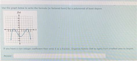 Solved Use The Graph Below To Write The Formula In Factored