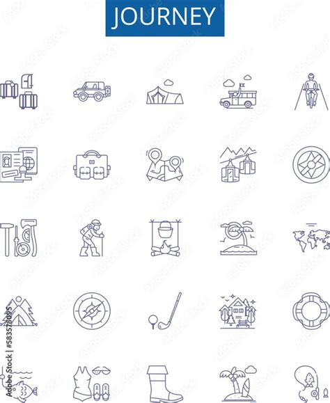 Journey Line Icons Signs Set Design Collection Of Travel Trek