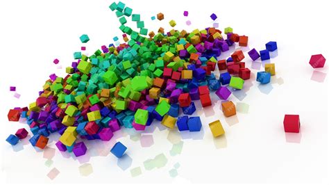 무지개 색깔의 큐브의 3d 렌더링 무료 사진