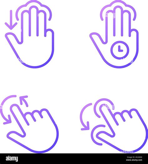 multi touch control gradient linear vector icons set stock vector image