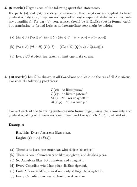solved 3 9 marks negate each of the following quantified