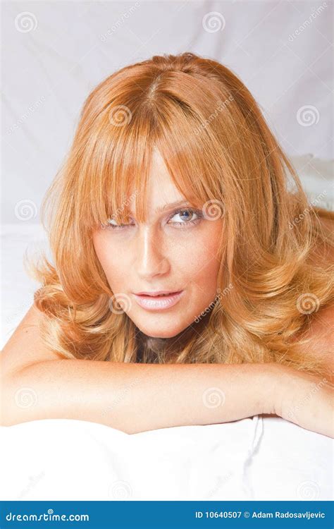 Beautiful Redhead Woman In Bed Stock Image Image Of Smile Sensuality