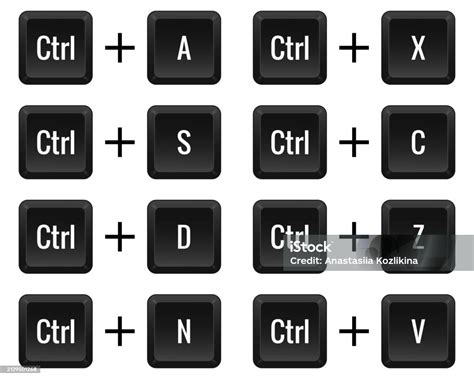 Keyboard Combinations Ctrl With A S D N X C Z V Hotkeys Control Macro Shortcut Command Input