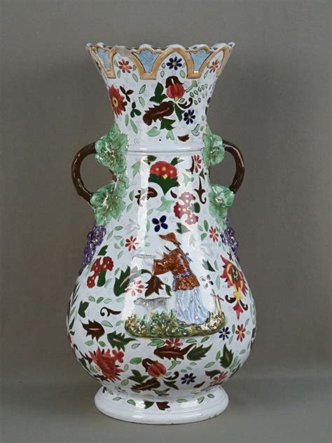 Ваза в восточном стиле фаянс роспись золочение высота 47 5см Завод Товарищества М С