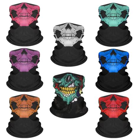 남녀공용 할로윈 반다나 스카프 스키 해골 하프 페이스 마스크 유령 스카프 목 하이킹 스카프 발라클라바 마스크