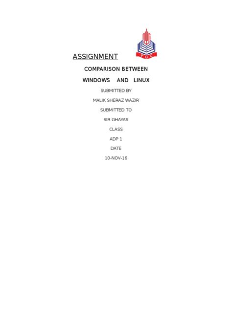 Assignment Comparison Between Windows And Linux Pdf