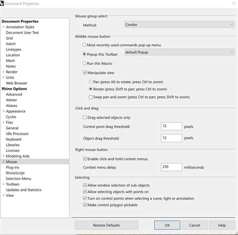 MiddleMouseButton Pop Up Menu R Rhino For Windows McNeel Forum