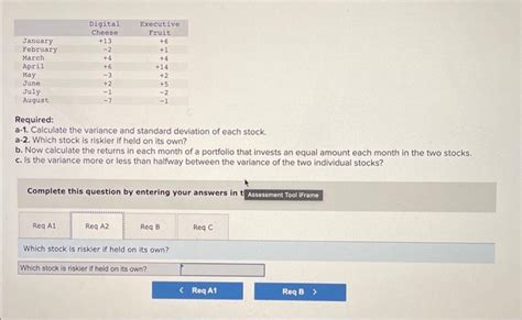 Solved Required A Calculate The Variance And Standard Chegg