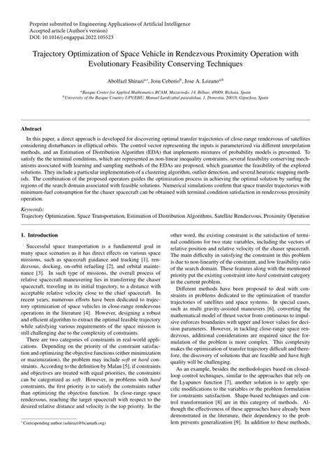 Pdf Trajectory Optimization Of Space Vehicle In Rendezvous Proximity Operation With