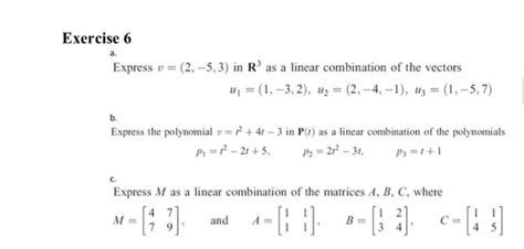 Solved Express V 2 −5 3 In R3 As A Linear Combination Of
