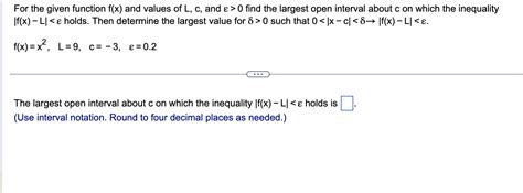 Solved For The Given Function F X And Values Of L C And