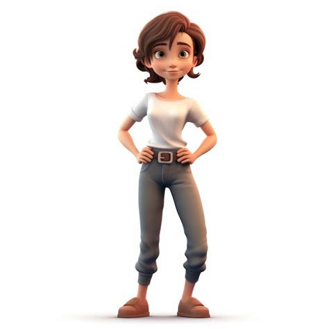 Premium Photo Realistic 3d Cartoon Girl Render Ashley With Short Hair