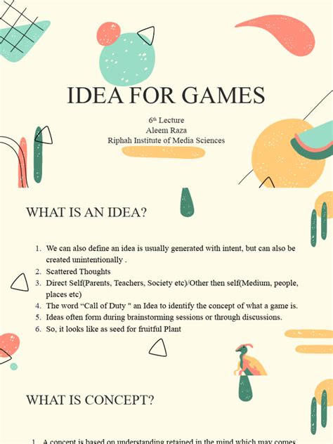 2nd Lecture Idea For Games Pdf Idea Concept