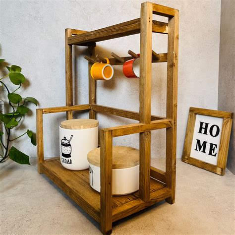 استند چوبی کافه بار قهوه با جا لیوانی مینیمال وود