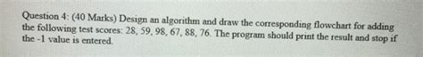 solved question 4 40 marks design an algorithm and draw