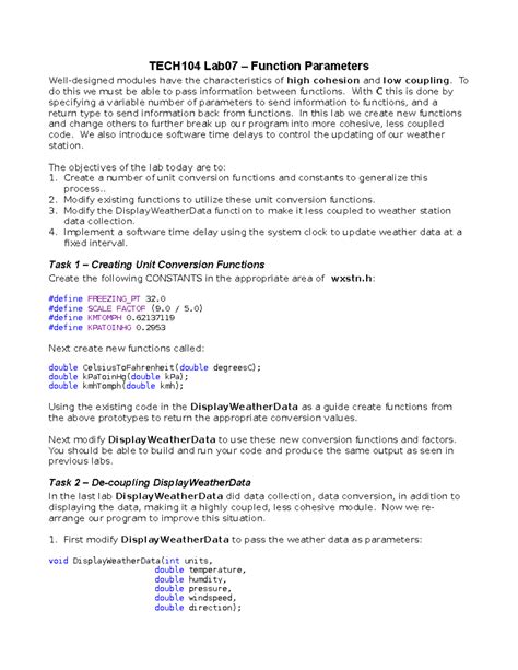 TECH104L07Function Parameters TECH104 Lab07 Function Parameters