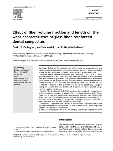 Effect Of Fiber Volume Fraction And Length On The Pdf Composite Material Wear