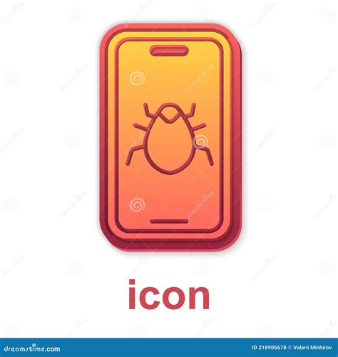 Gold System Bug On Mobile Icon Isolated On White Background Code Bug