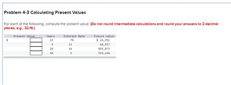 solved problem 4 3 calculating present values for each of