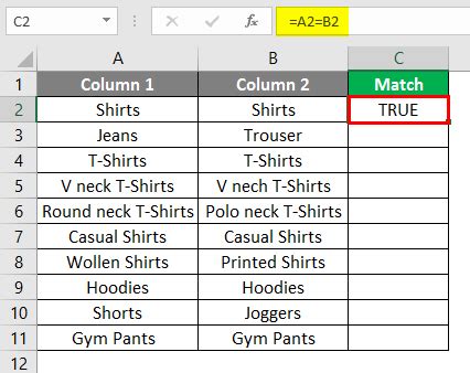 Matching Columns In Excel How To Match Columns In Excel