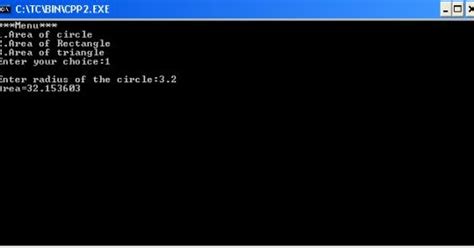 Information Now C Program To Calculate Area Of A Circle A Rectangle Or