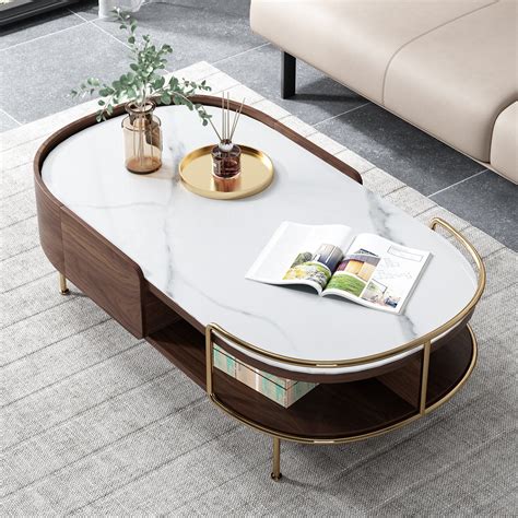 Hokku Designs Rilei Coffee Tableglass Top And Sintered Stone Top Availablesimple Assembly