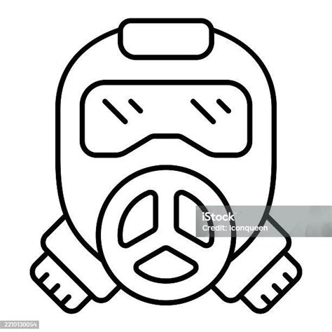 보호 가스 마스크 필터 얇은 선 아이콘 대기 오염 개념 벡터 그래픽입니다 화학 마스크 흰색 배경 스타일 모바일 또는 디자인에 표시 검은색에 대한 스톡 벡터 아트 및 기타